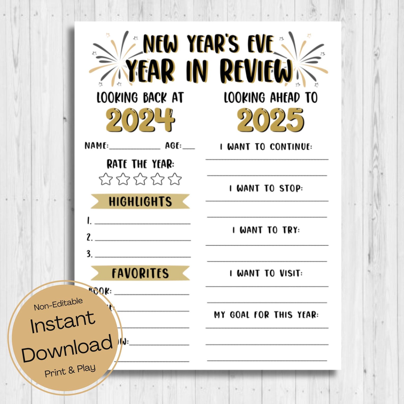 INSTANT DOWNLOAD - All About My 2024 Printable - Year in Review ...
