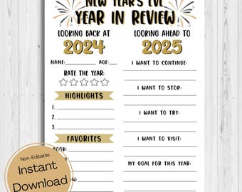 INSTANT DOWNLOAD - All About My Year Printable - Year in Review ...