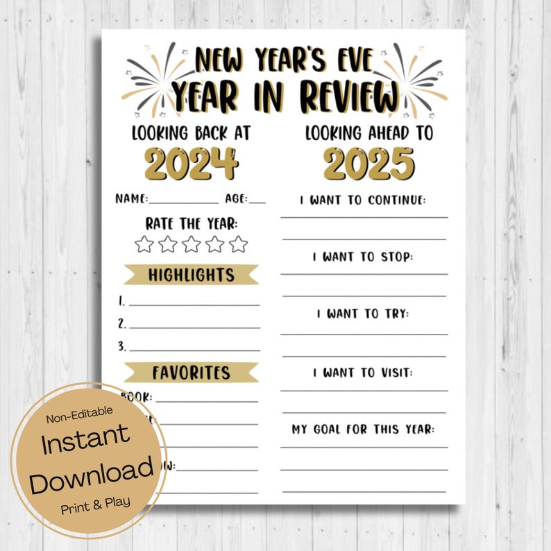 INSTANT DOWNLOAD - All About My 2024 Printable - Year in Review ...