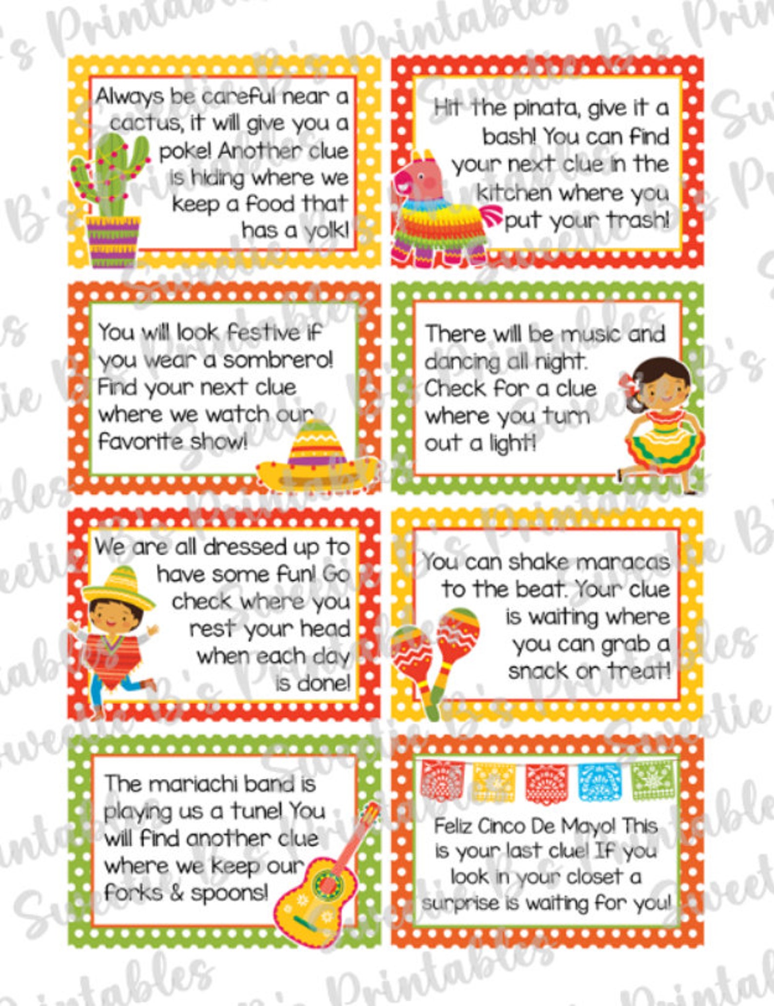 INSTANT DOWNLOAD Cinco De Mayo Treasure Hunt Printable - Cinco De Mayo ...