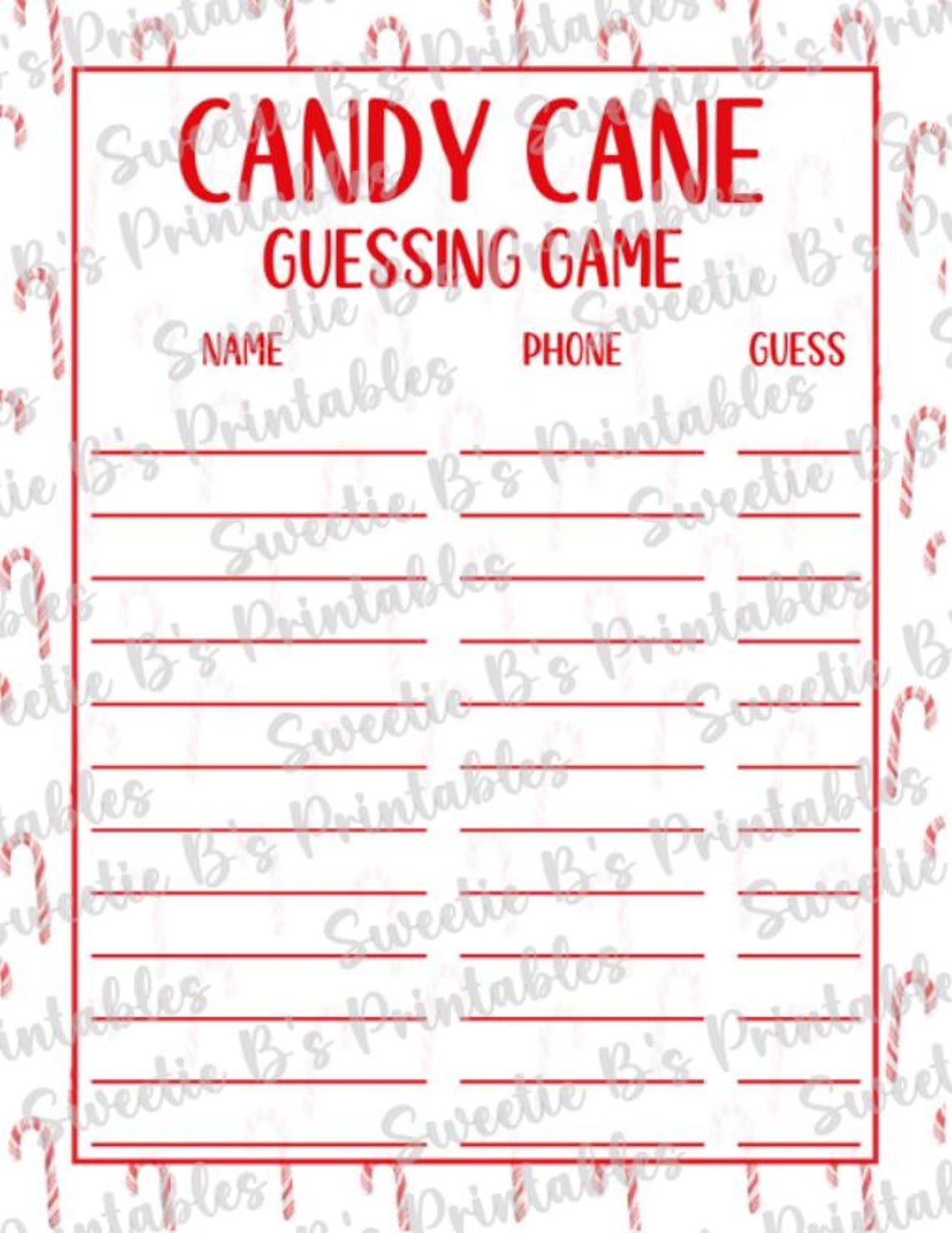 INSTANT DOWNLOAD Guess How Many Candy Canes Printable - Holiday ...