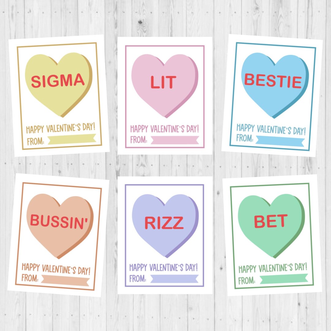 INSTANT DOWNLOAD - Slang Candy Hearts Valentine Card Printable - Kids ...