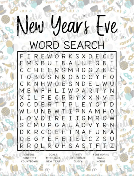 Puzzle Games Word Printable Happy New Year's Word Search Free