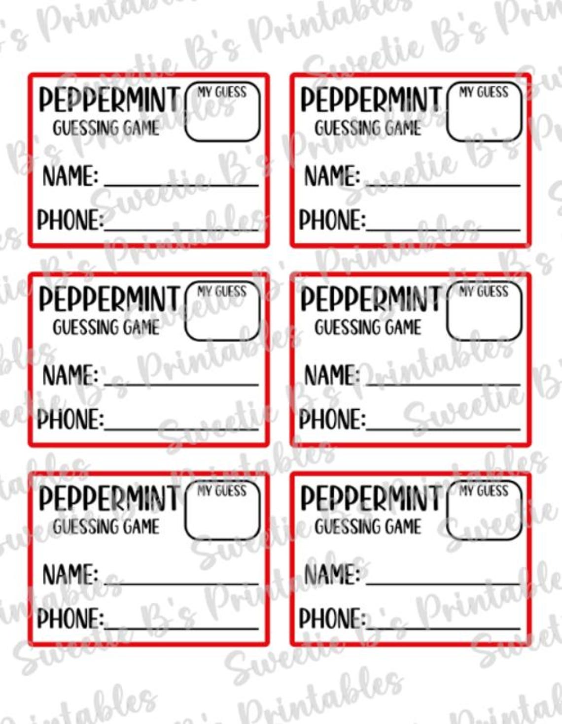 INSTANT DOWNLOAD Guess How Many Peppermints Printable - Holiday ...