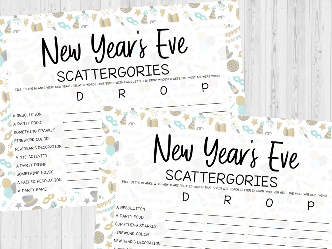 INSTANT DOWNLOAD New Year's Eve Scattergories Printable Game Bundle ...