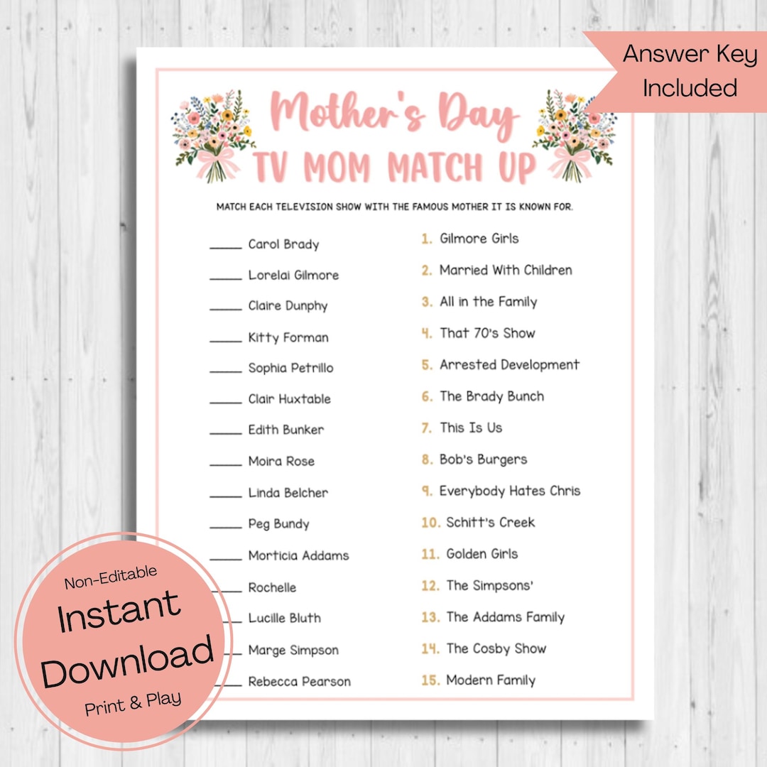 INSTANT DOWNLOAD Mother's Day Trivia Game Printable - Mother's Day ...