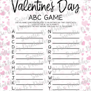 INSTANT DOWNLOAD Valentine's Day ABC Game Printable - Valentine's Day ...