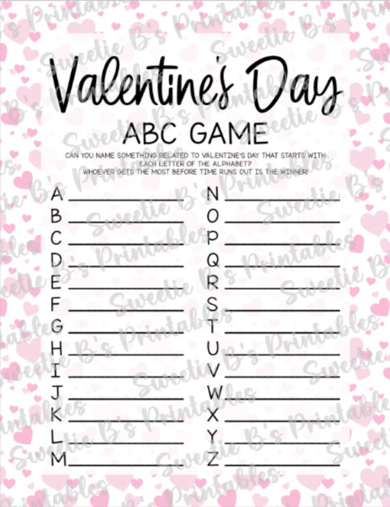 INSTANT DOWNLOAD Valentine's Day ABC Game Printable - Valentine's Day ...