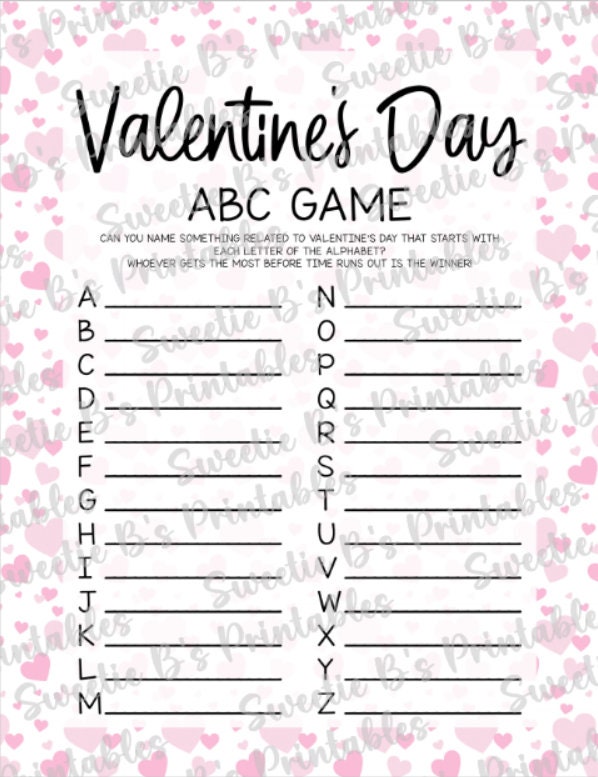INSTANT DOWNLOAD Valentine's Day ABC Game Printable - Valentine's Day ...