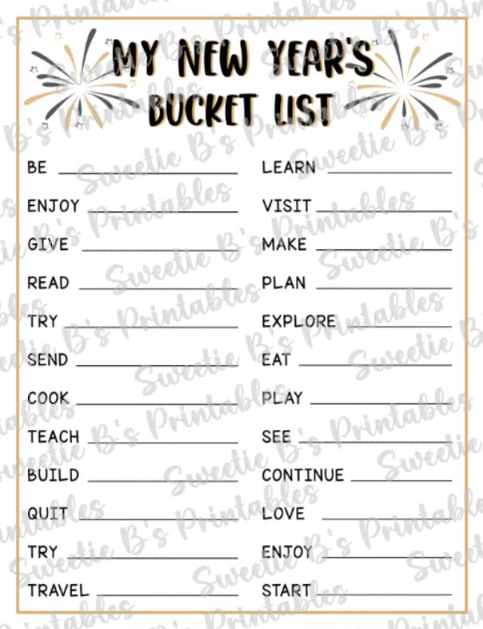 INSTANT DOWNLOAD New Year Bucket List Printable - New Year's Eve Game ...