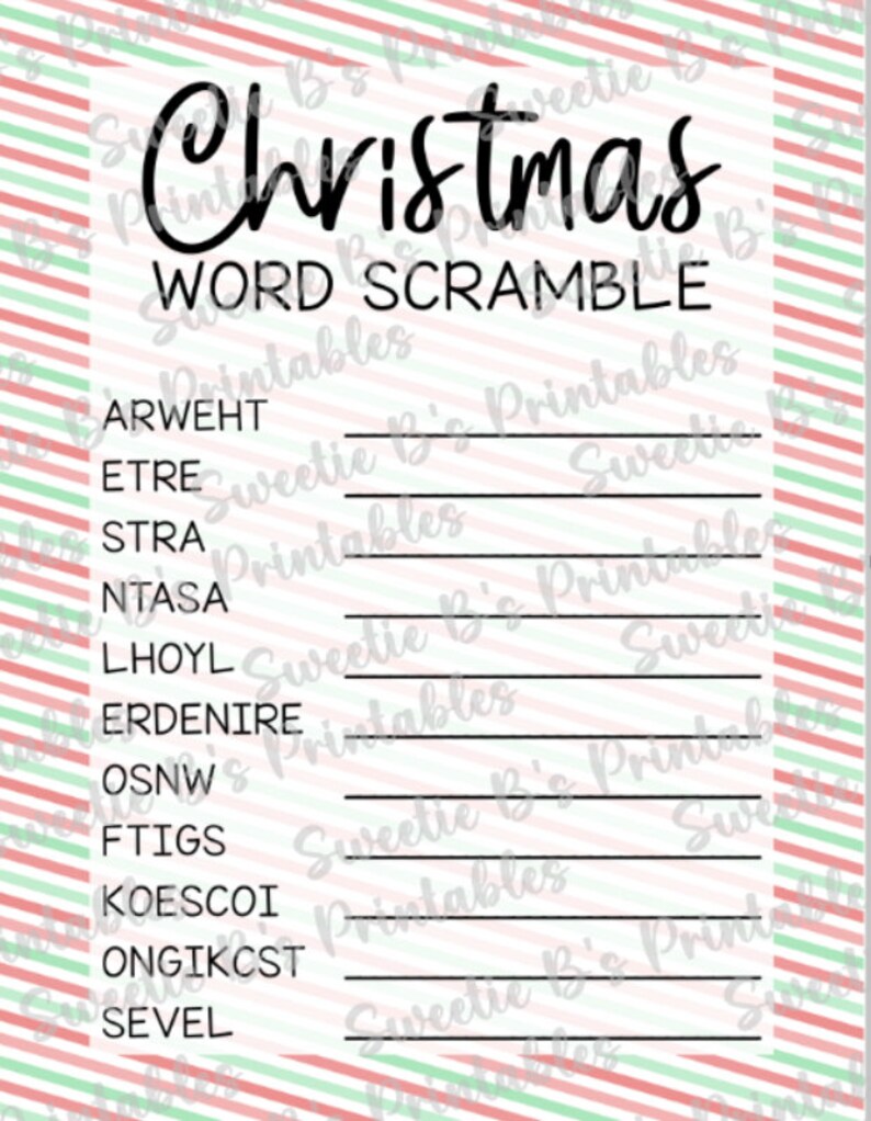 INSTANT DOWNLOAD Christmas Word Scramble Game Printable - Christmas ...
