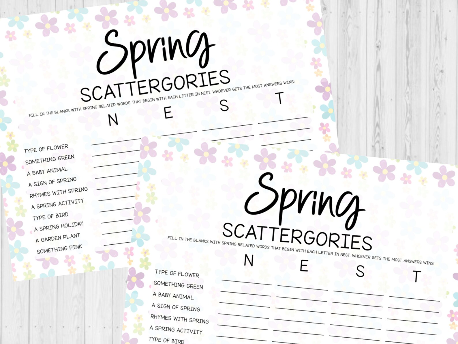 INSTANT DOWNLOAD Spring Scattergories Printable Game Spring Game ...