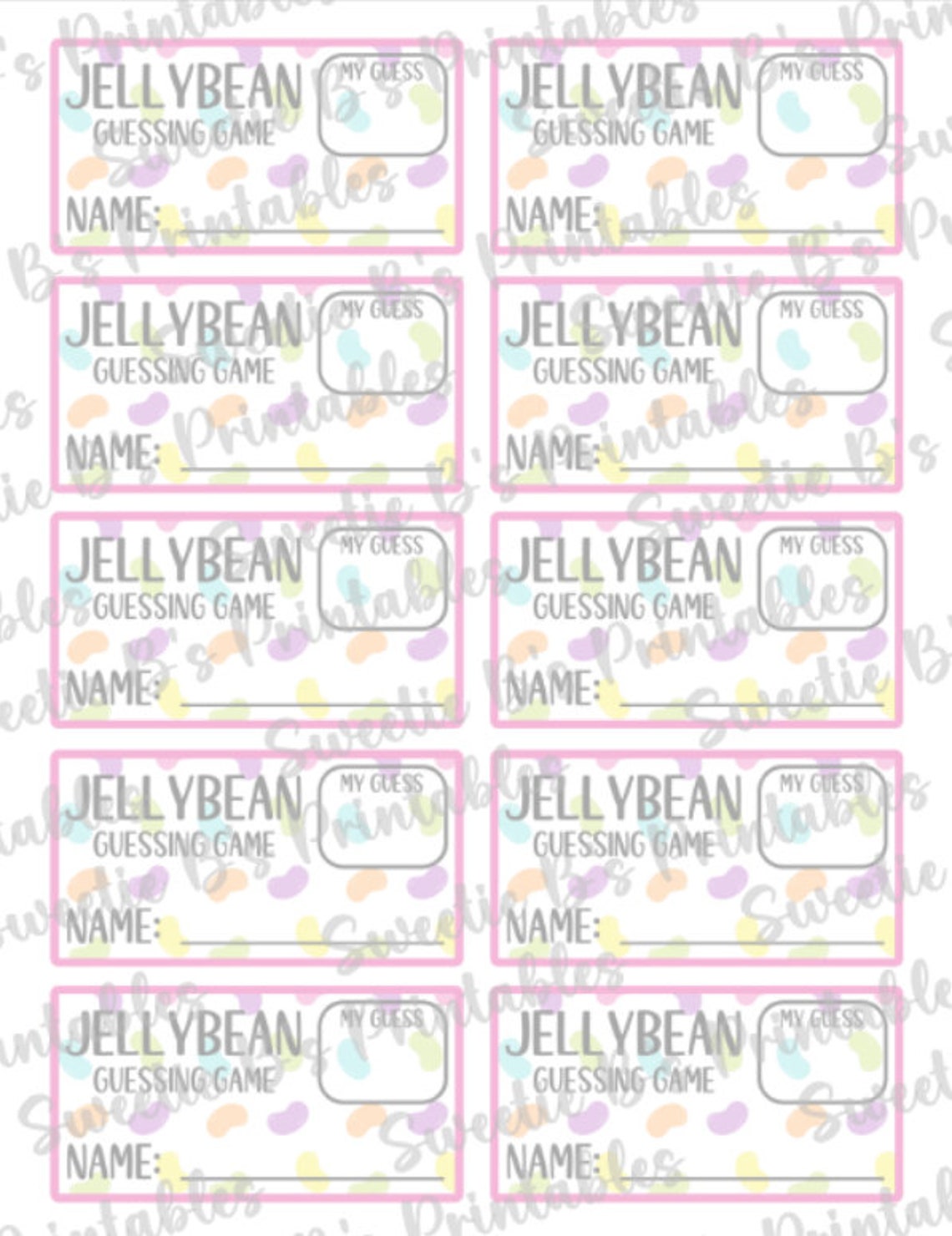 INSTANT DOWNLOAD Guess How Many Jellybeans Printable - Easter Guessing ...