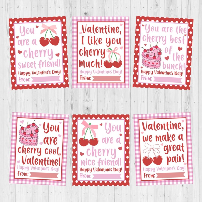 INSTANT DOWNLOAD - Cherry Valentine Card Printable - Kids Printable ...