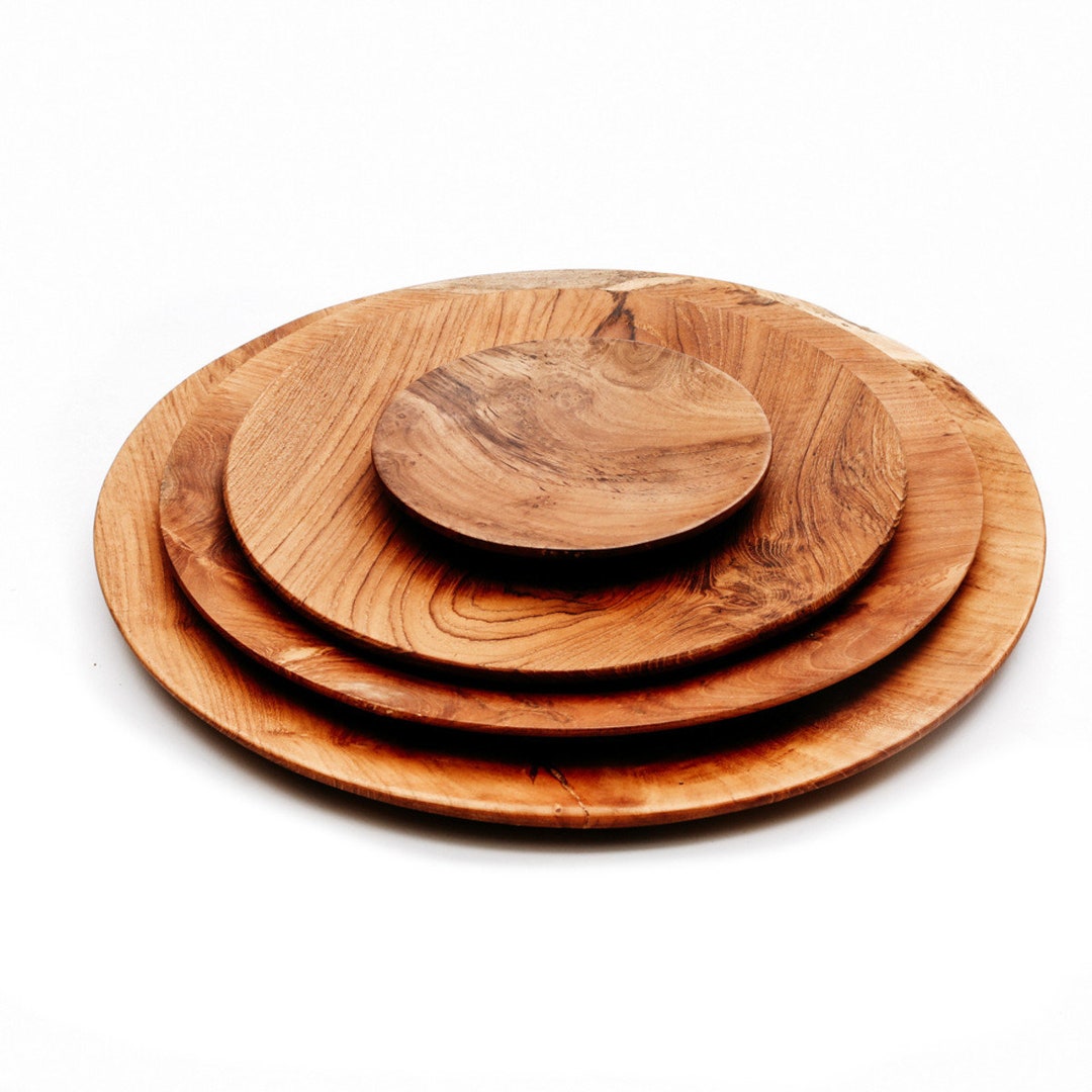Round Teak Plates, Wooden Plates, 3 Sizes - Etsy