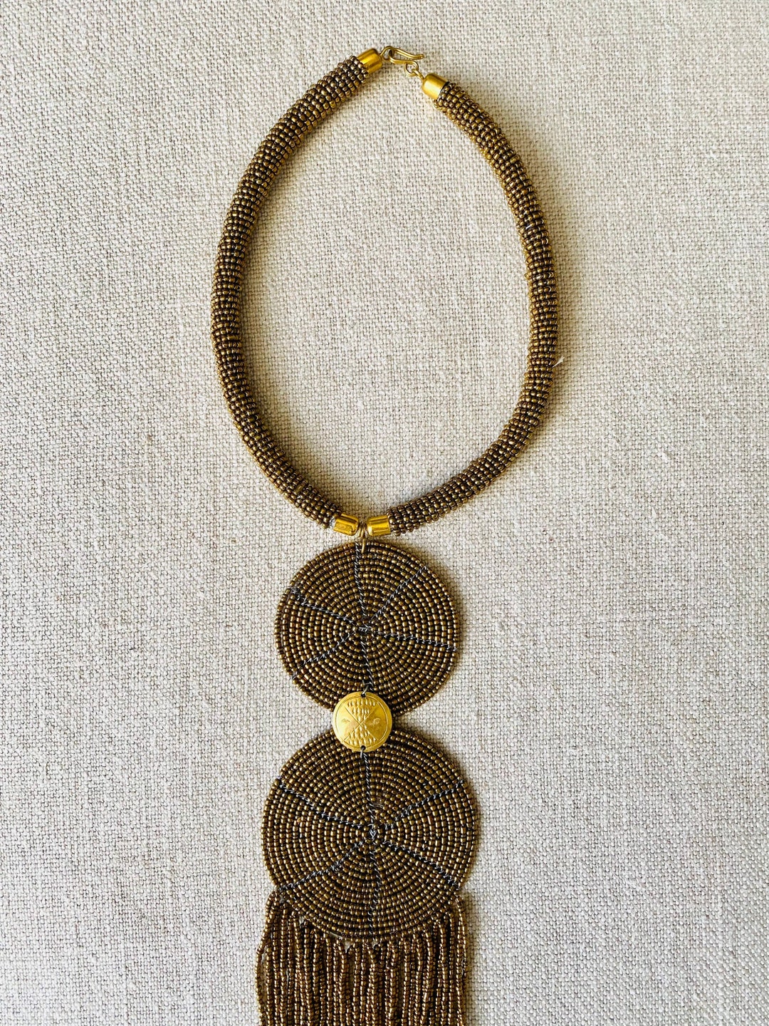 Maasai Necklace in Golden Beads, Ethnic Jewelry From Kenya - Etsy