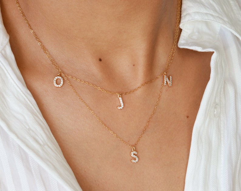 Initial Necklace for Women Letters Necklace Personalized | Etsy