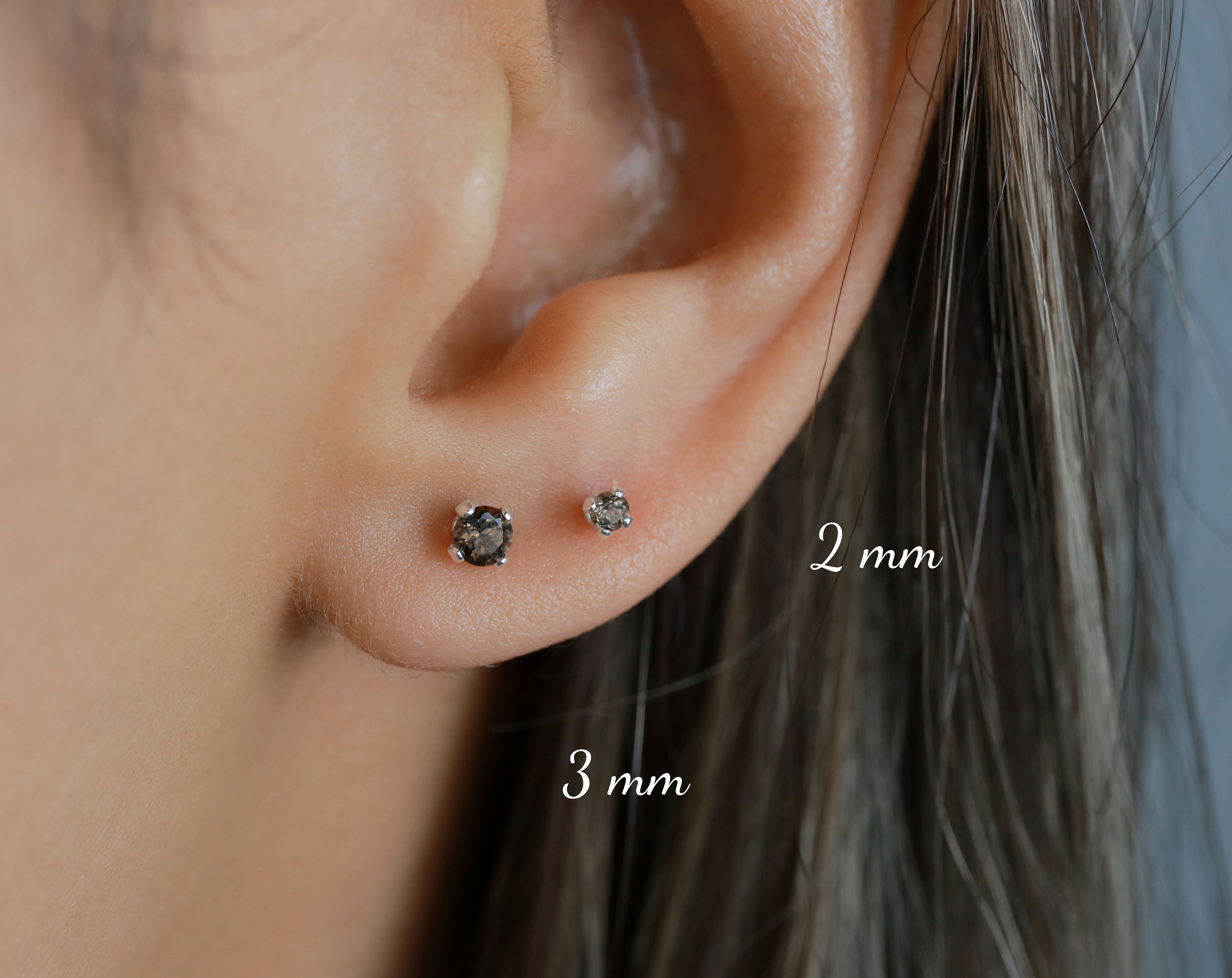 Smoky Quartz Studs, Natural Stone, Small Earrings, Quartz Jewelry ...