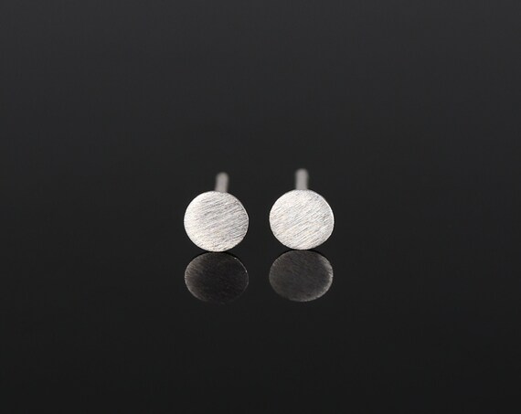 Round Stud Earrings Sterling Silver Earrings Geometric - Etsy