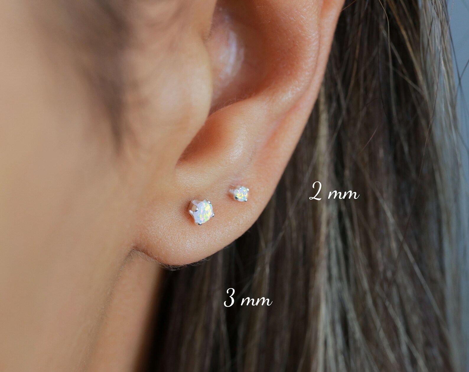 Tiny Opal Studs 2mm Studs Earrings Sterling Silver Opal - Etsy