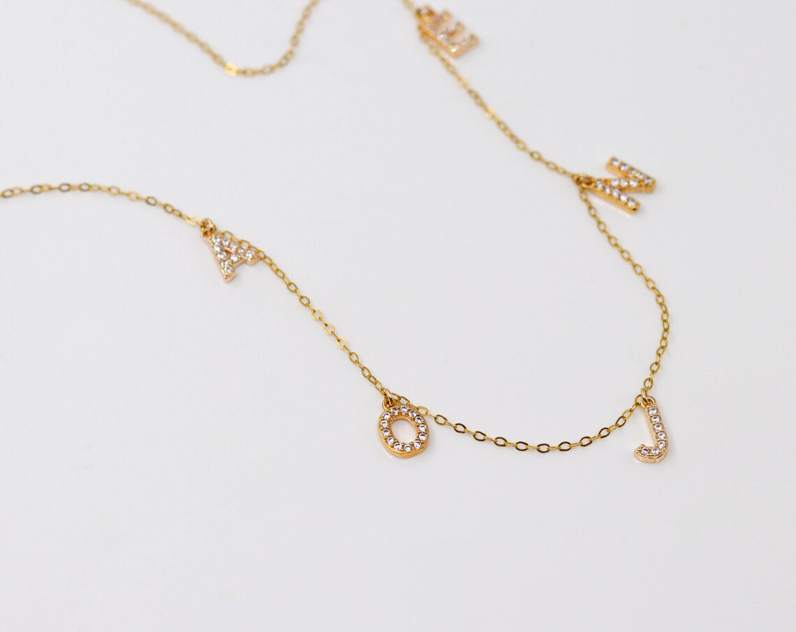 Initial necklace for women letters necklace personalized | Etsy