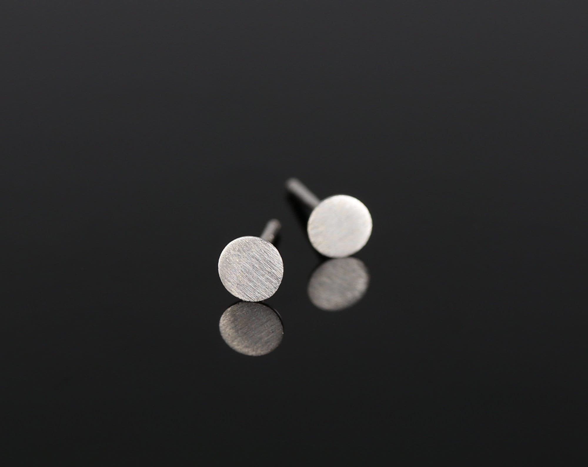 Round Stud Earrings Sterling Silver Earrings Geometric - Etsy