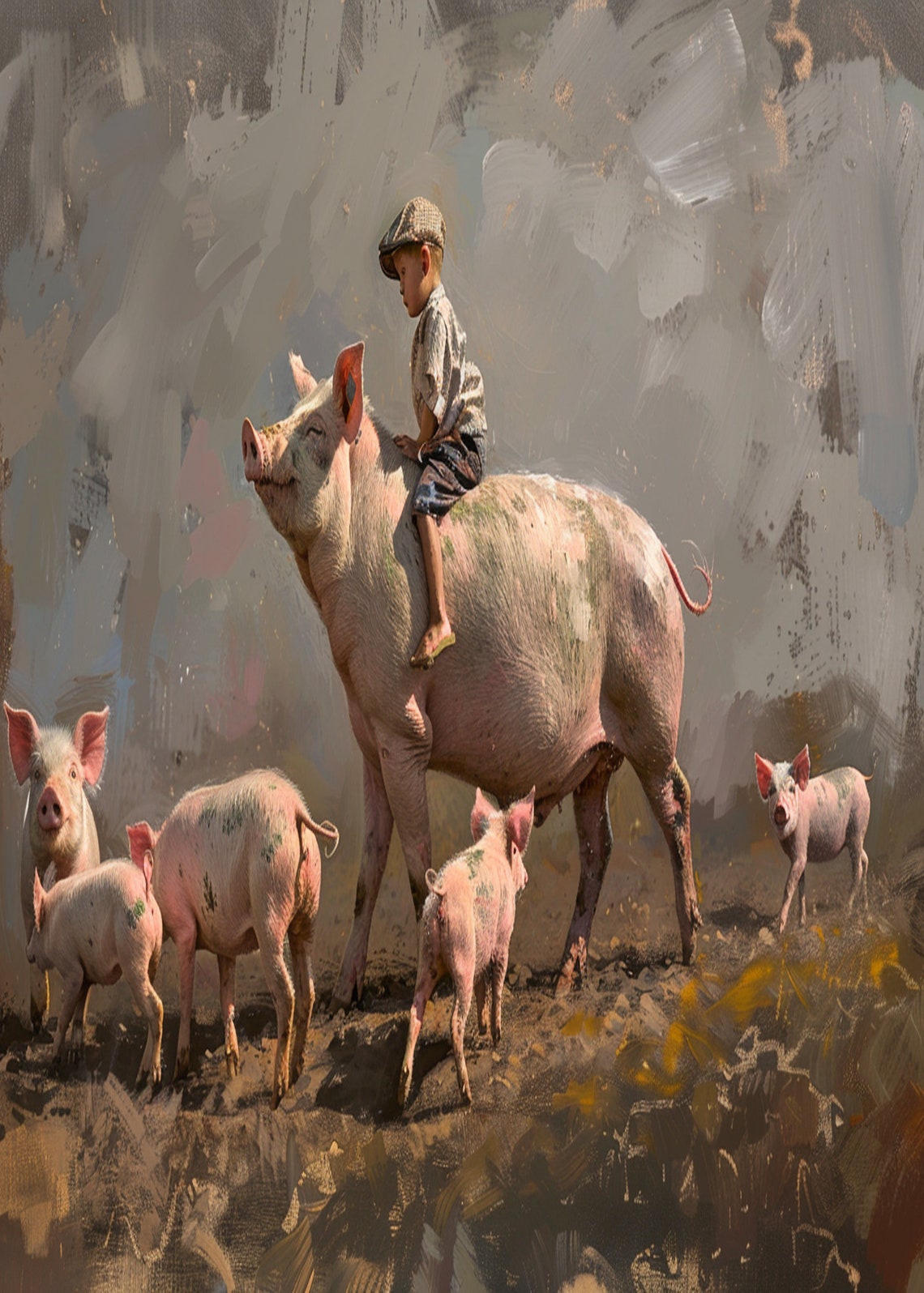 PRINTABLE Farmhouse Art L Rustic Animal Vintage Painting | Rustic ...