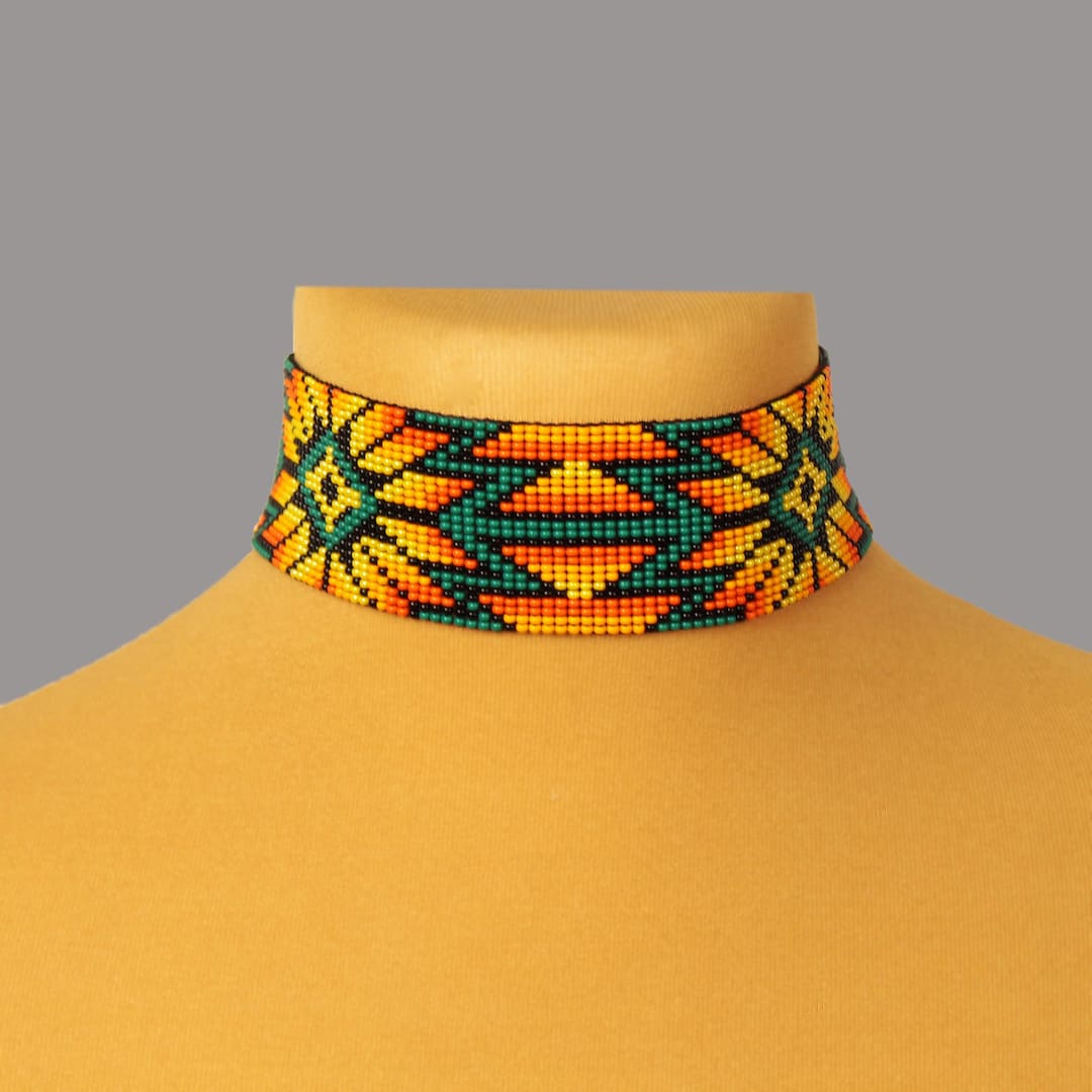 Native Seed Bead Choker: Loom-woven Colorful Statement Necklace - Etsy