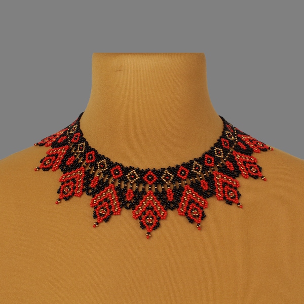 Red Black Necklace - Etsy