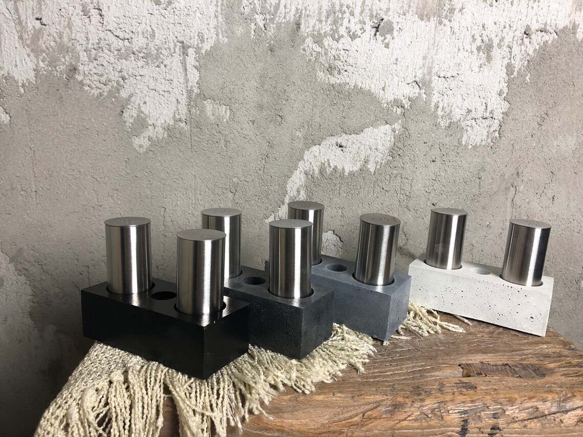 Concrete Salt and Pepper Stand Salt and Pepper Salt | Etsy