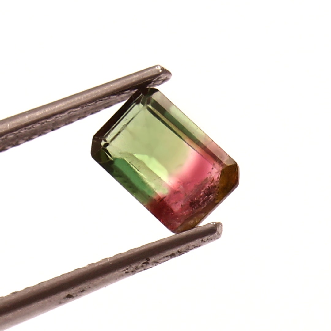 Bi-color Watermelon Tourmaline Gemstone: Octagon Faceted, 1.10 Carat - Etsy