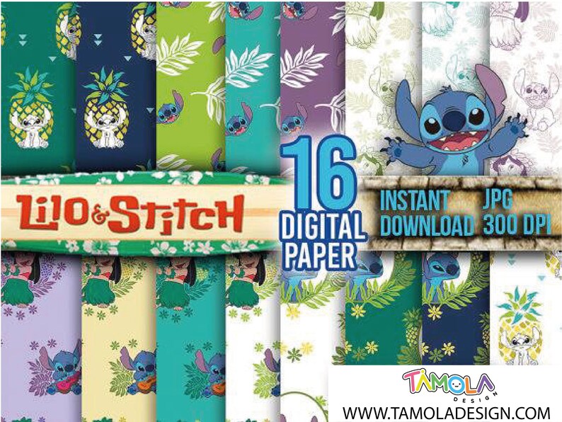Lilo & Stitch Digital Papers Instant Download PNG 12in X 12in - Etsy