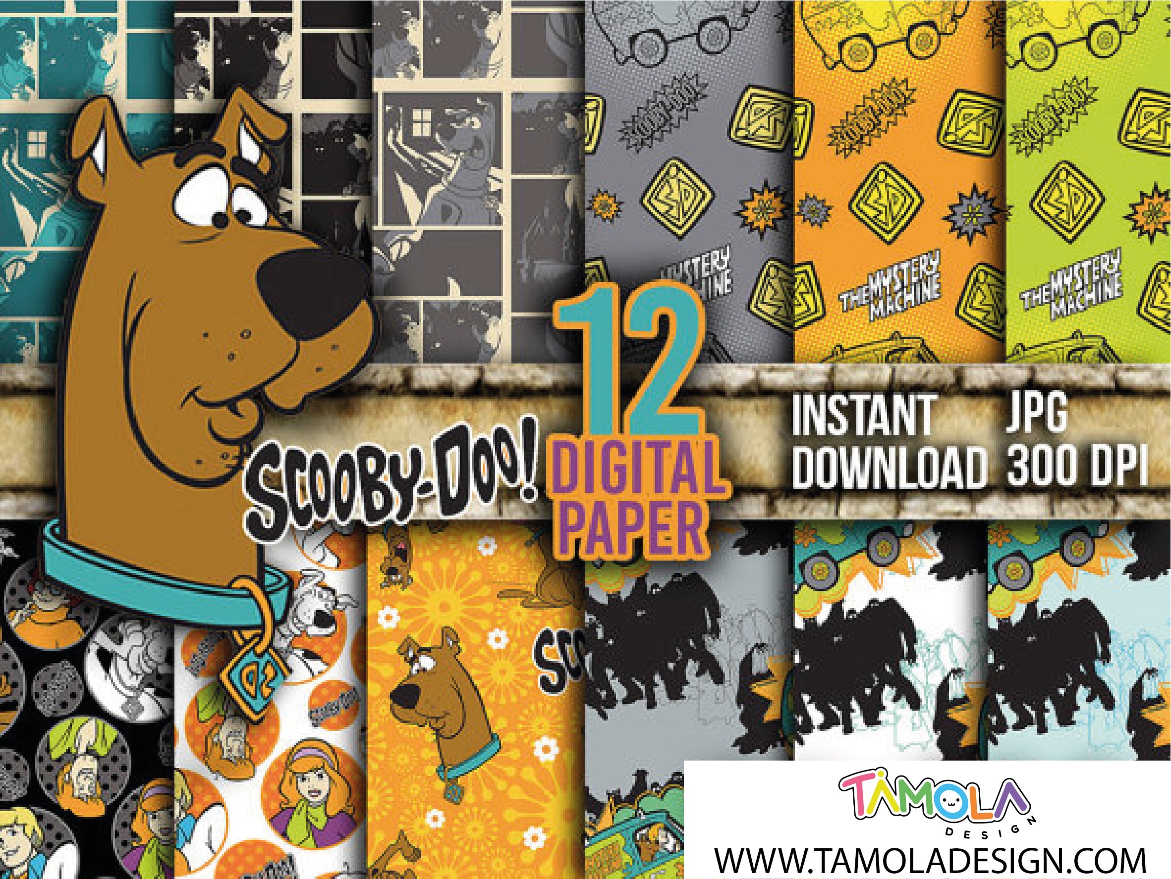 Scoby Doo Digital Papers Instant Download PNG 12in X 12in - Etsy