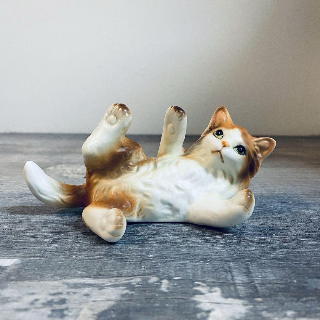 Vintage Lefton Cat Kitten Figurine Green Eyes - Etsy