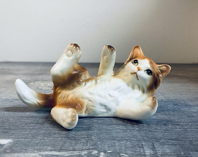 Vintage Lefton Cat Kitten Figurine Green Eyes - Etsy