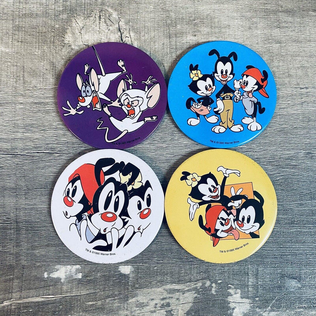 4 Vintage 1995 Animaniacs 3" Pinback Button Wakko Yakko & Dot Warner ...