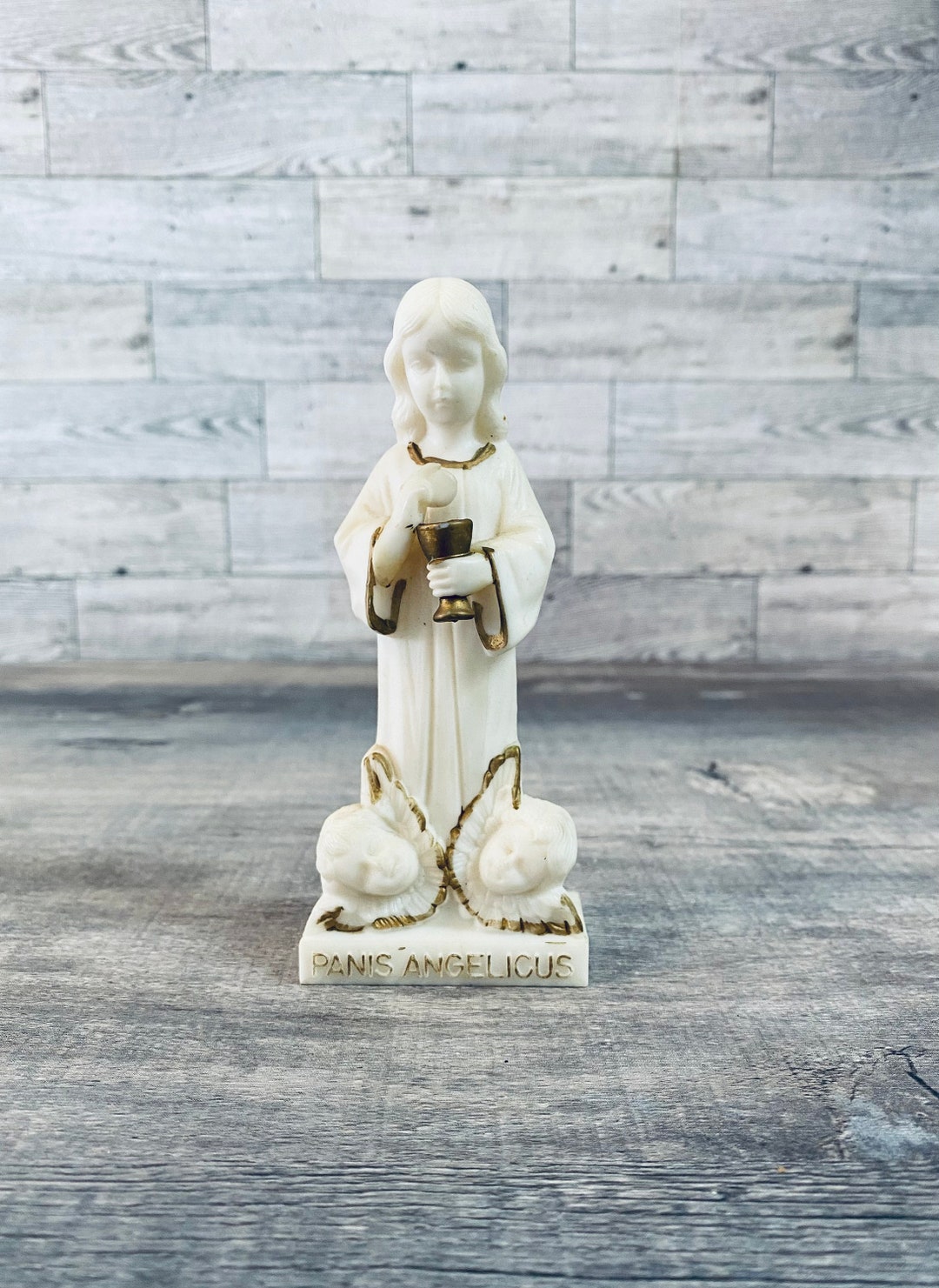 Vintage panis Angelicus First Communion Angel, Bread of Angels Statue ...