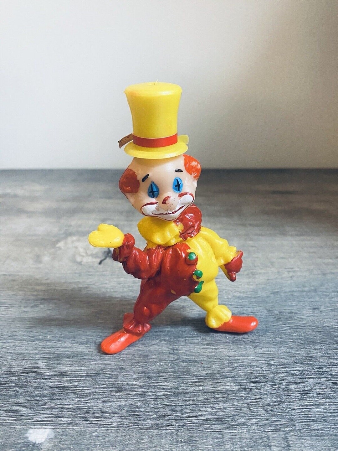Vintage Plastic Circus Clown Figure in Red and Yellow Outfit and Top ...