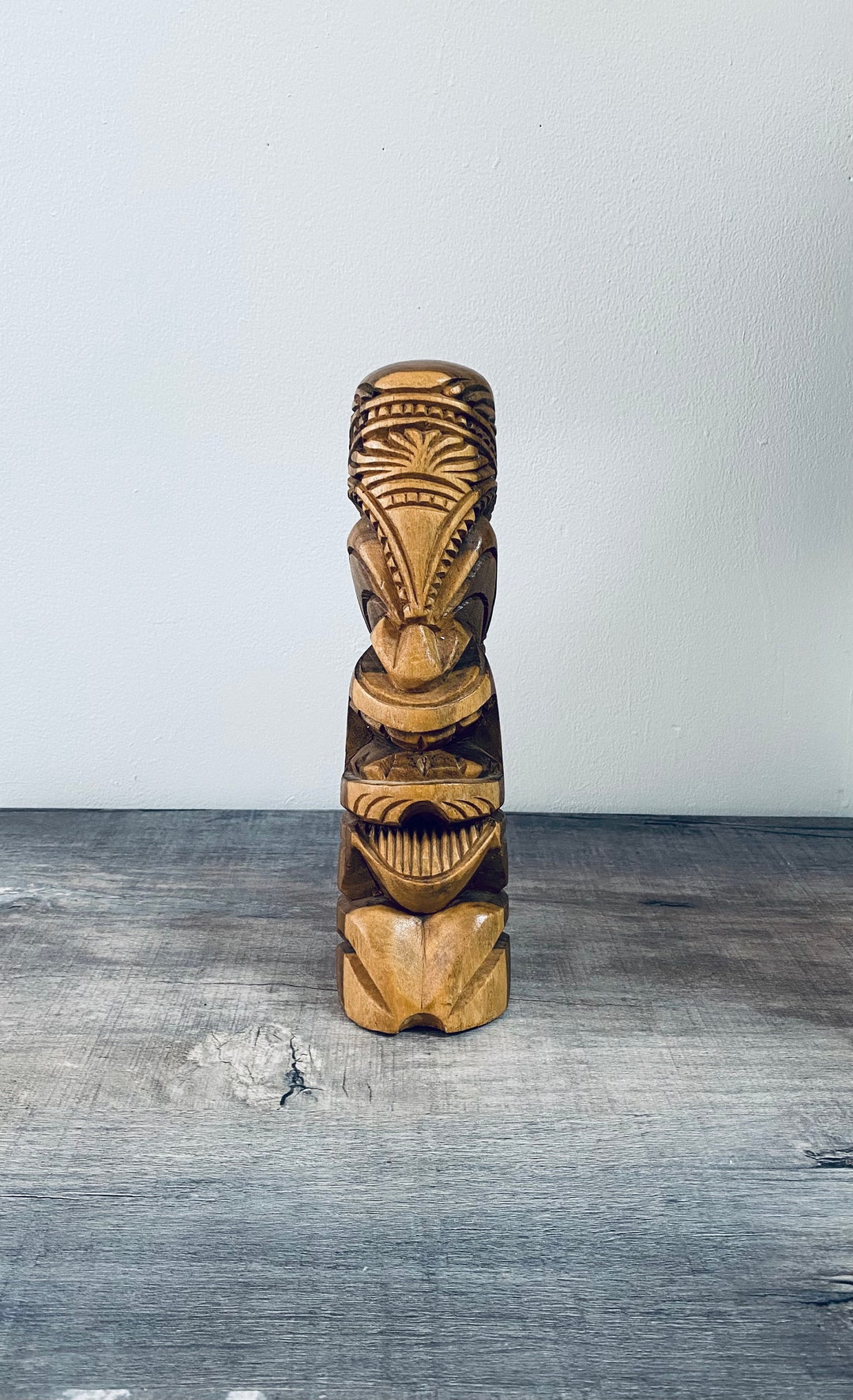 Vintage 2003 Hawaiian Wooden Maui Hand Carved Wood Tiki Statue - Etsy