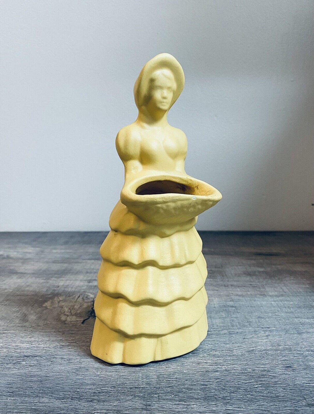 Vintage Haeger Pottery Yellow" Woman Holding Basket" Planter Vase - 7 1 ...