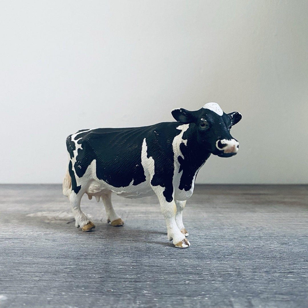 Schleich Holstein Cow Dairy Farm Figure 2007 Toy 6" Long Black White - Etsy