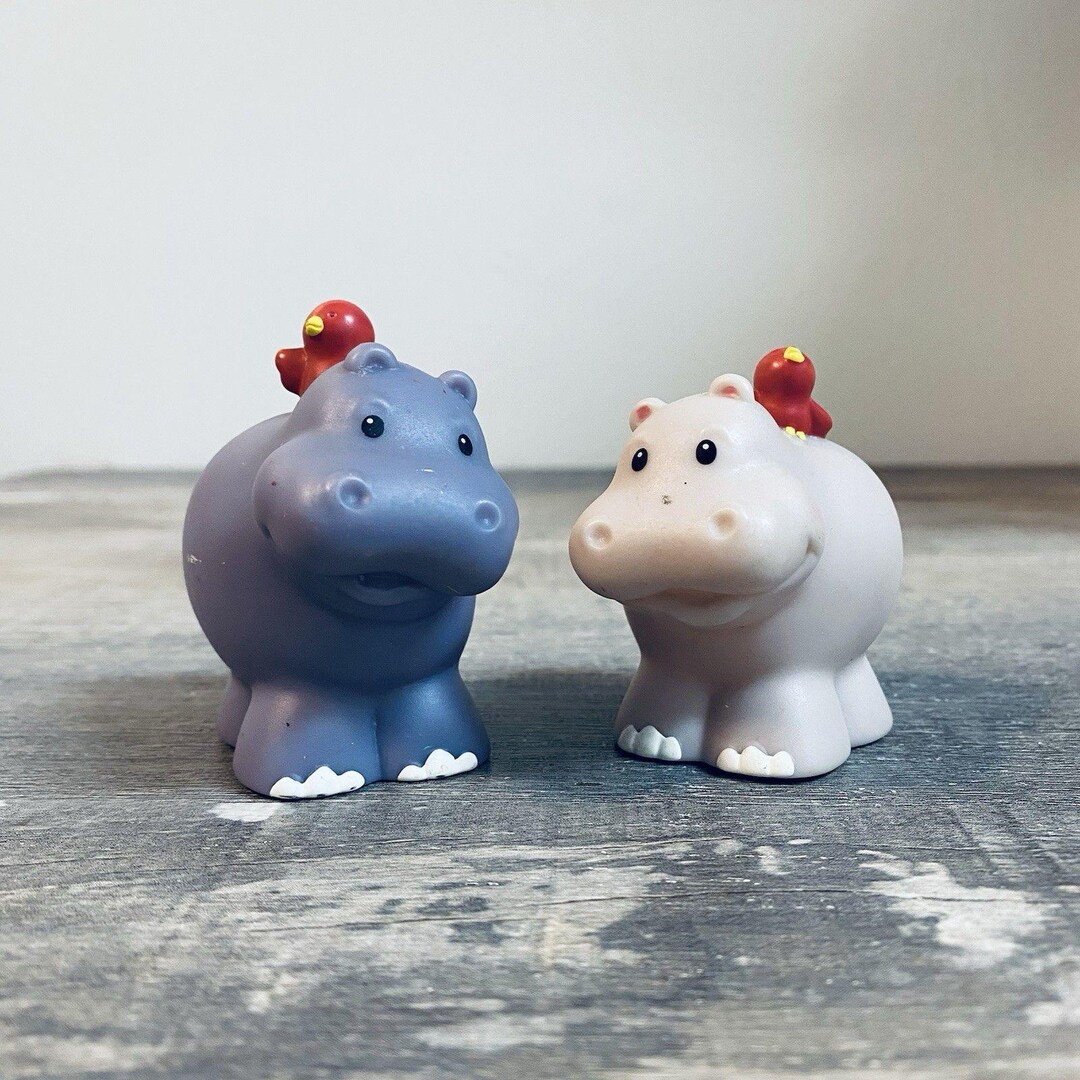 Fisher Price Vintage Noahs Ark Zoo Hippo Hippopotamus Pair With Red ...