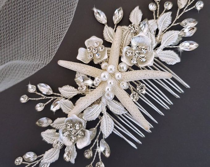 Starfish Hair Comb Starfish Bridal Hair Clip Beach Wedding Hairpiece ...