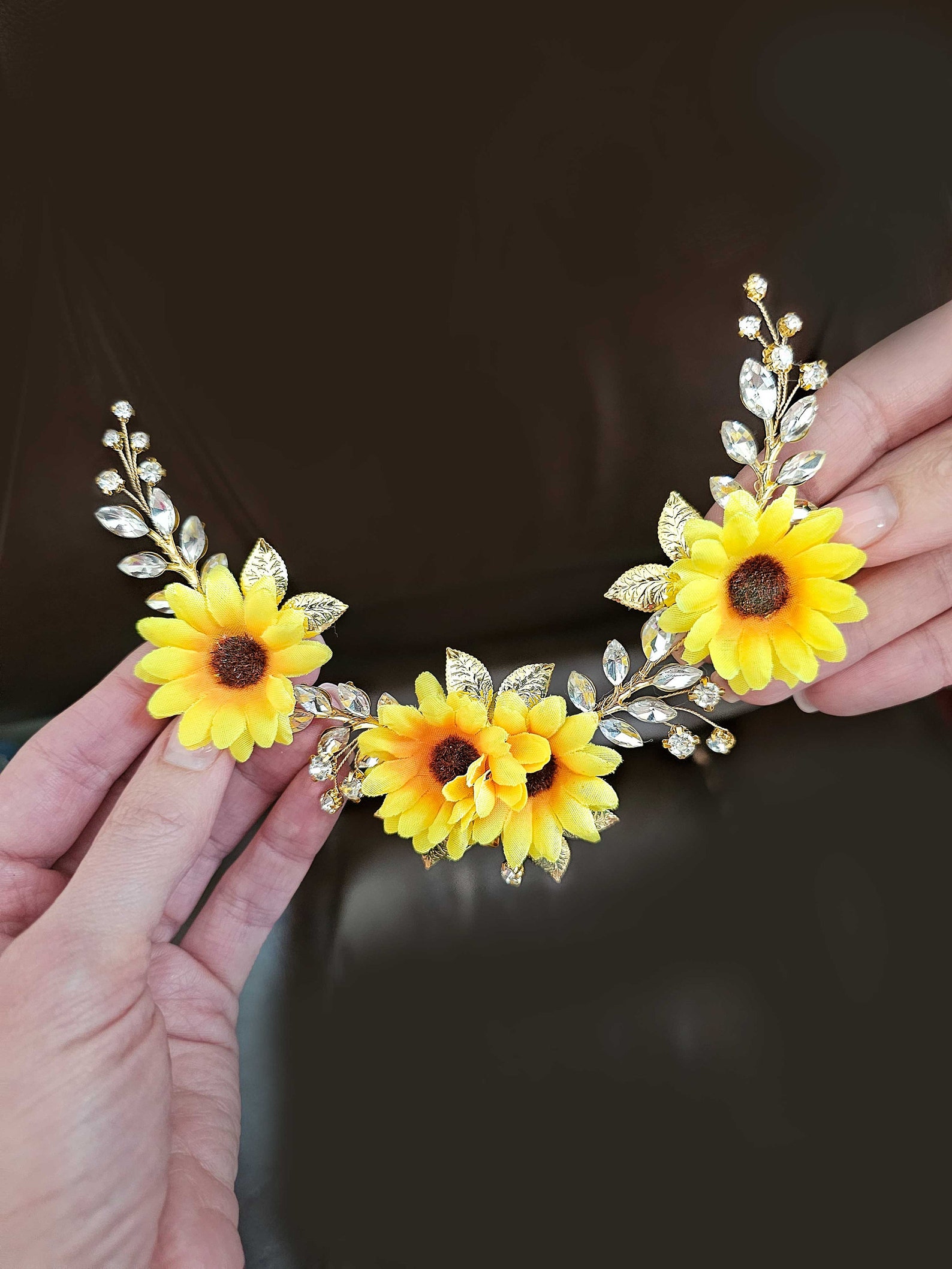 Sunflower Bridal Headpiece Boho Wedding Hairpiece Yellow Flower Hair ...