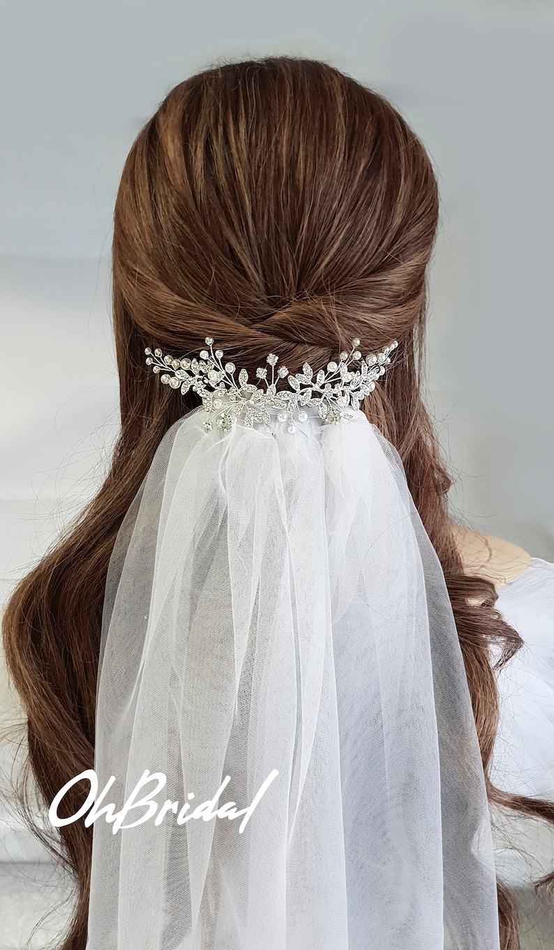 Boho Bridal Back Headpiece Bridal Halo Boho Wedding Pearl | Etsy
