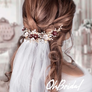 Wedding Veil Comb Pearl Hair Comb Hair Vine Wedding Veil and Headpiece ...
