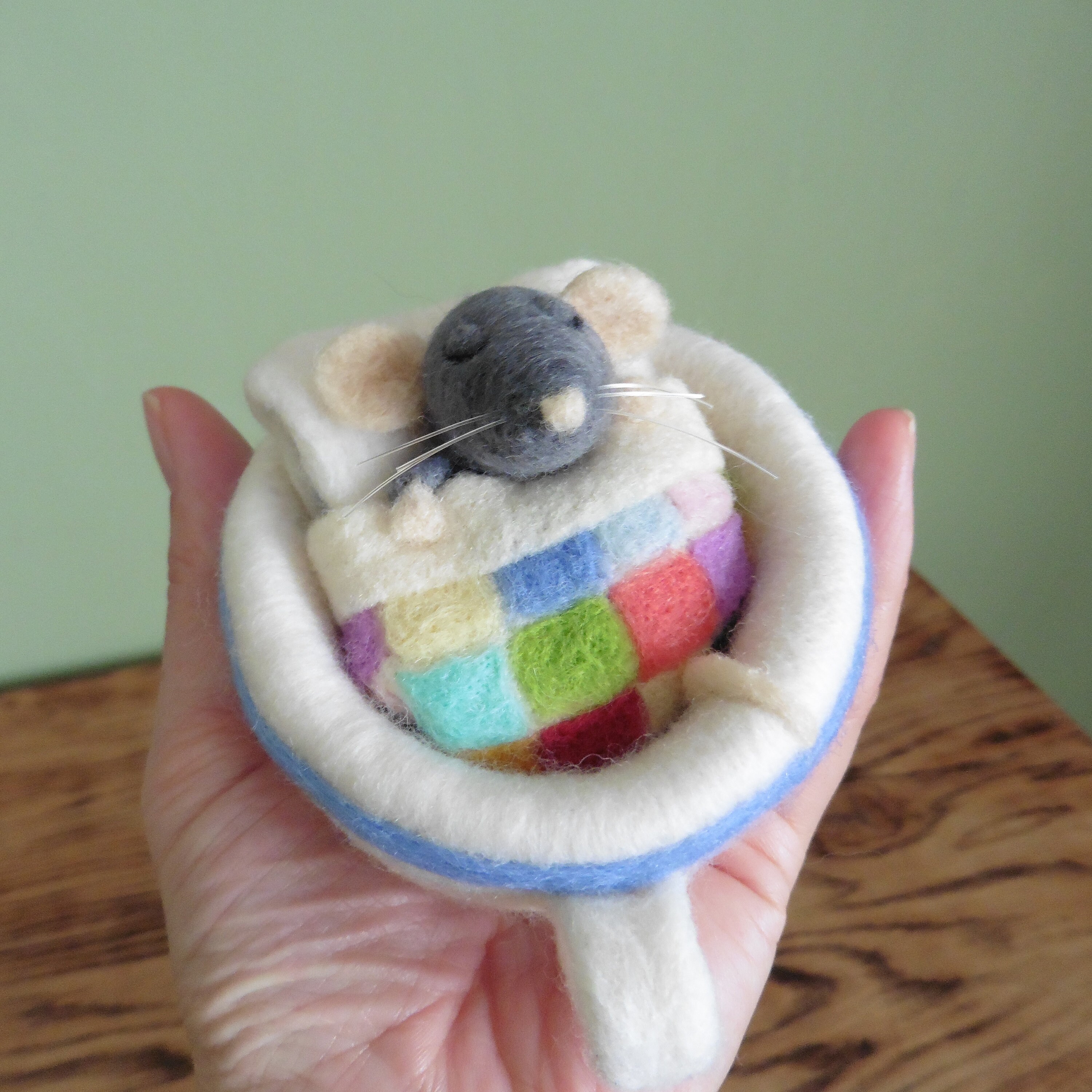 Needle Felted Mouse Sleeping in a Teacup - Etsy