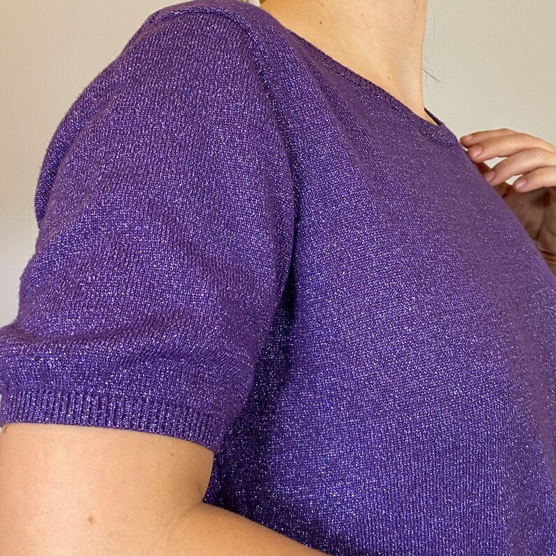 90s Shimmer Top 90s Purple Sparkle Blouse Vintage Purple Shimmer Shirt ...
