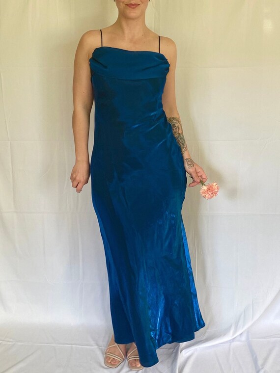 Y2K Prom Dress Vintage Blue Prom Dress Iridescent Blu… - Gem