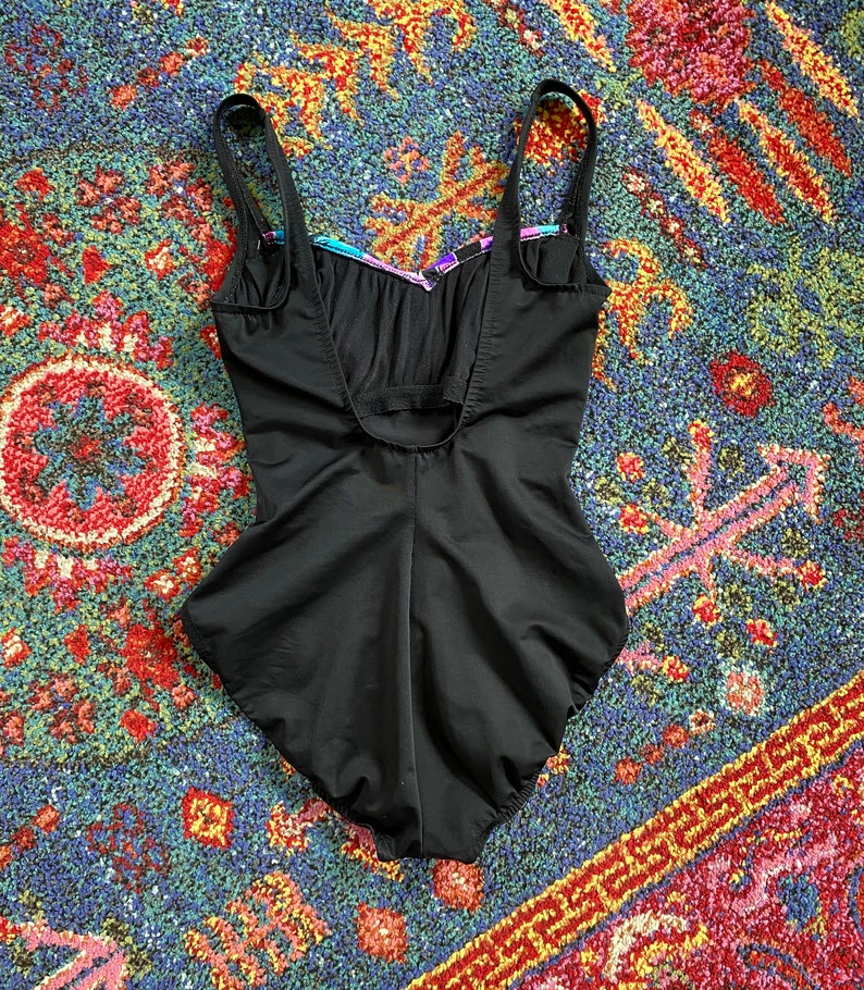 90s Swimsuit Colorful One Piece Shapewear Vintage Blue Purple Black ...